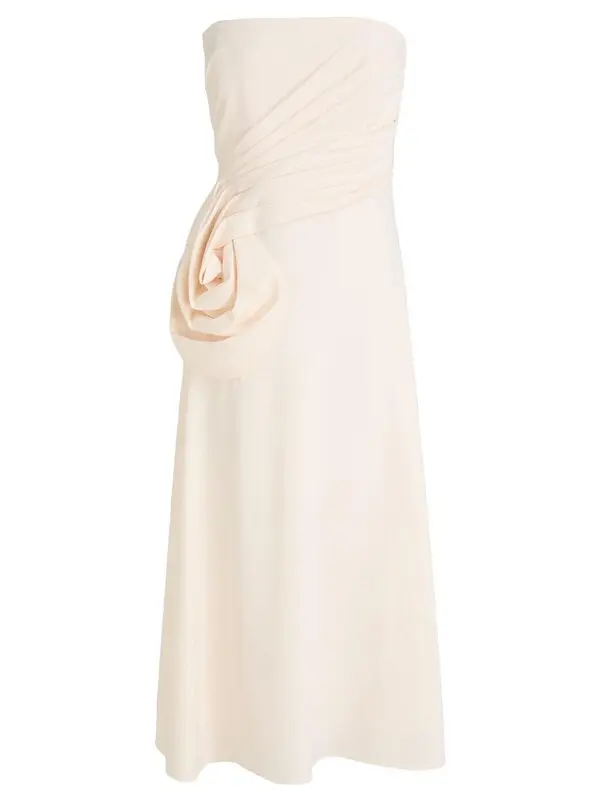 LEO LIN Ivanna Strapless Twill Midi Dress - Ecru