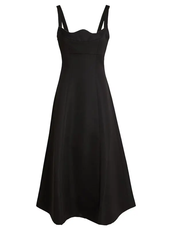 LEO LIN Odette Satin Midi Dress - Black