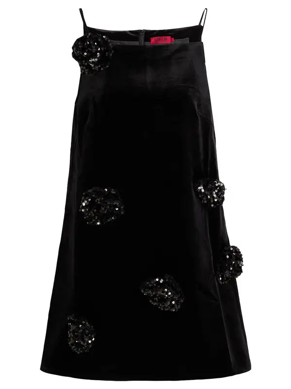 LEO LIN Leia Sequin-embellished Velvet Mini Dress - Black