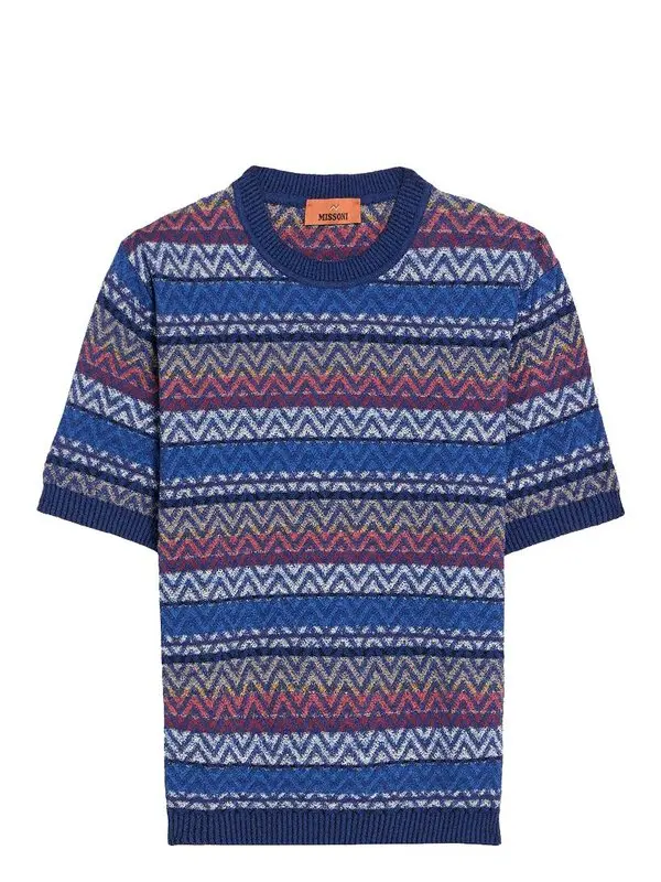 Missoni Jacquardknit Cottonblend Tshirt - Indigo
