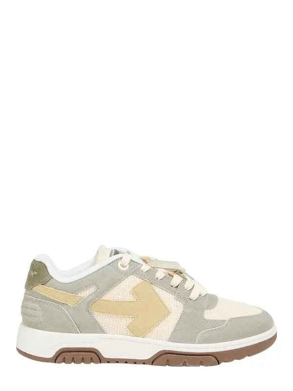 Off-White Out Of Office Mesh And Suede Sneakers - Cream