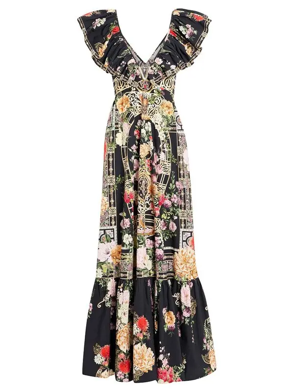 Camilla Crystal-embellished Floral-print Maxi Dress - Black
