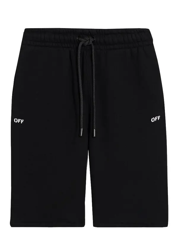 Off-White Printed Cotton-terry Shorts - Black