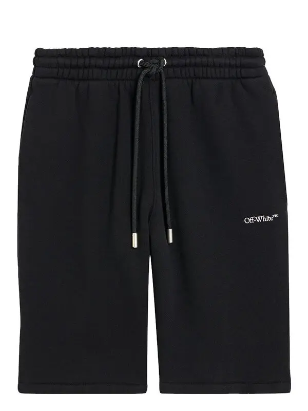 Off-White Printed Cotton-terry Shorts - Black