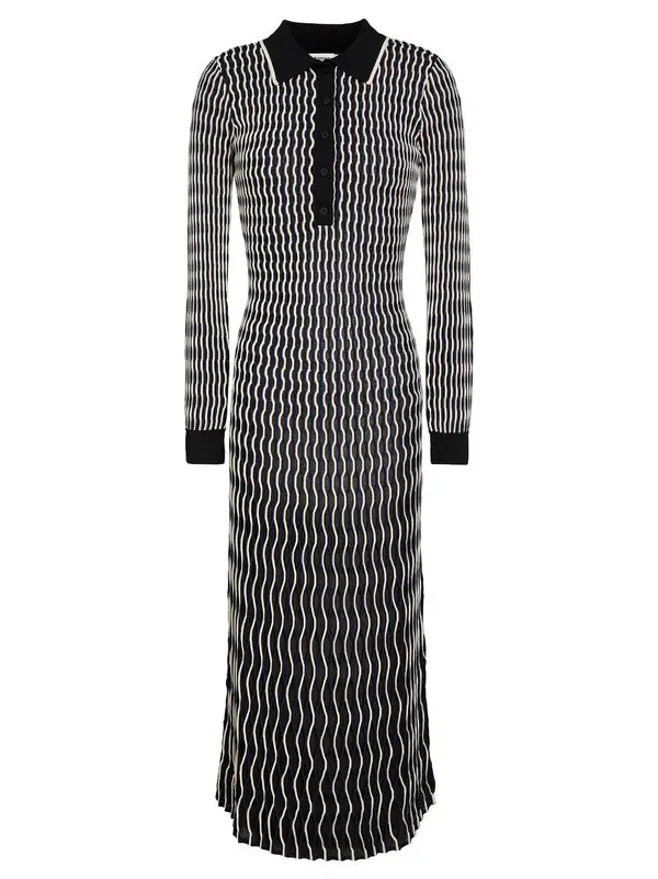 Simkhai Kassidy Striped Knitted Midi Dress - Black