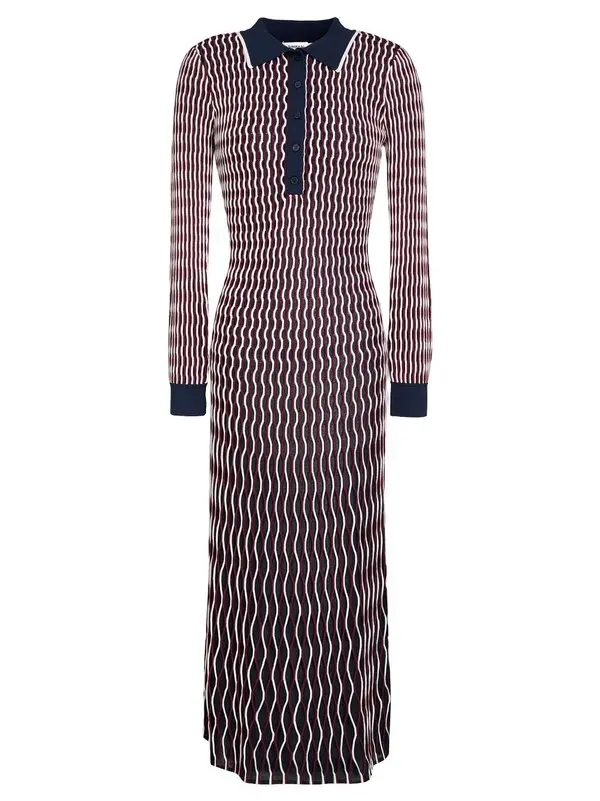 Simkhai Kassidy Striped Knitted Midi Dress - Claret