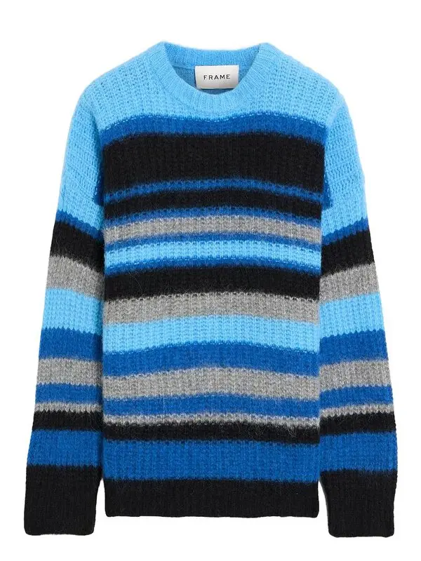 FRAME Striped Alpaca-blend Sweater - Light Blue