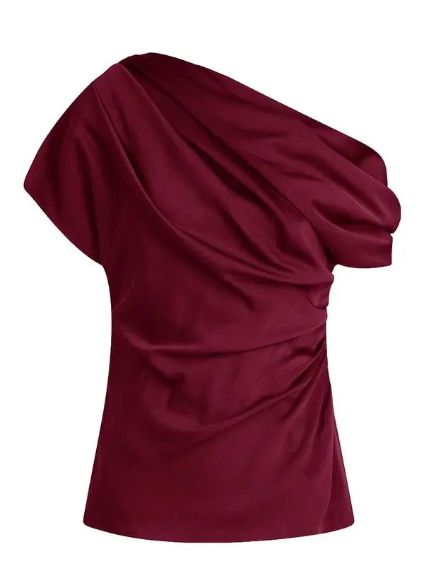 Simkhai Phoebe One-shoulder Cady Top - Claret