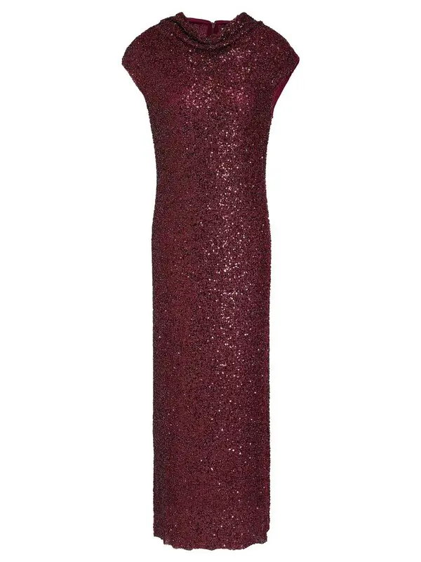 Simkhai Zaria Embellished Draped Midi Dress - Claret
