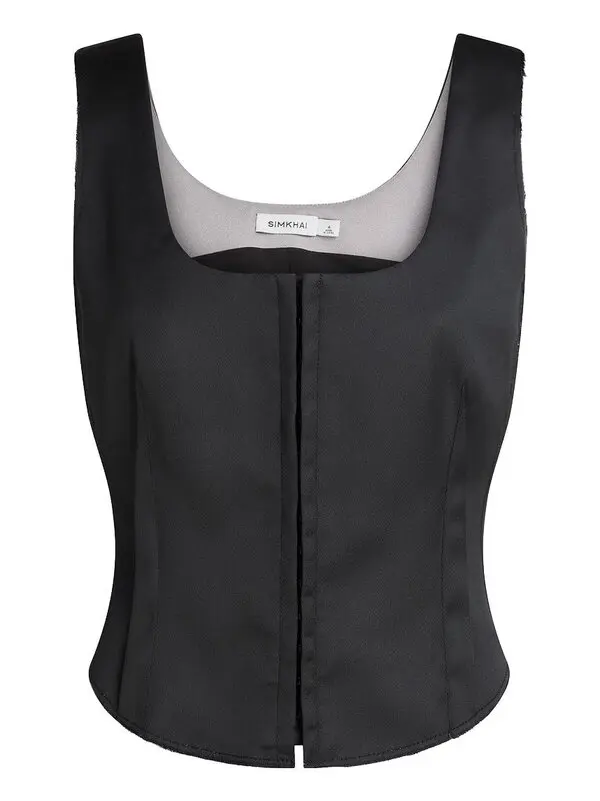 Simkhai Carly Satin-twill Bustier Top - Black