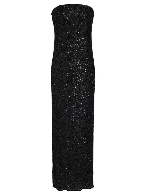 Simkhai Xyla Strapless Embellished Mesh Gown - Black