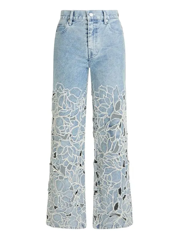 Simkhai Betty Embroidered Straight-leg Jeans - Light Blue