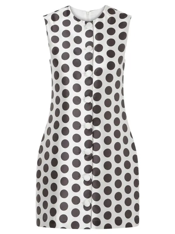DESTREE Camille Polka-dot Satin Mini Dress - Black