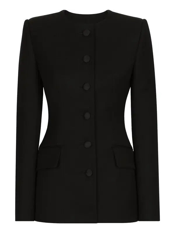 Dolce & Gabbana Single-breasted Wool Crepe Jacket - Black