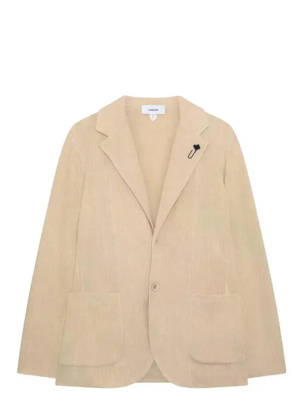 LARDINI Single-breasted Ribbed Jacket - Neutrals