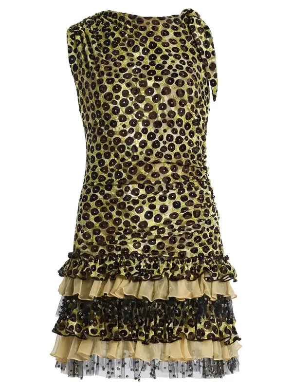 SIEDRES Floriana Ruffled Devoré Chiffon Mini Dress - Multi
