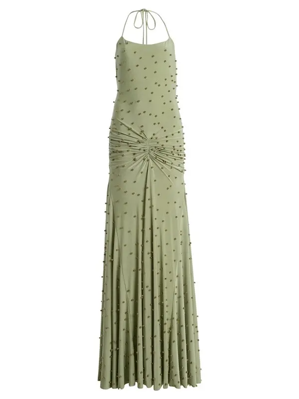 SIEDRES Nensi Embellished Halterneck Maxi Dress - Green