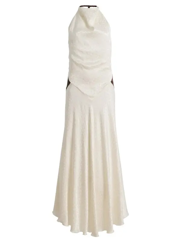 SIEDRES Jeanne Floral Jacquard Maxi Dress - White