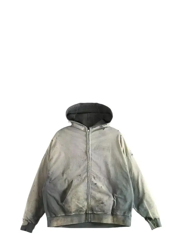SAINT MXXXXXX Distressed-finish Zip Hoodie - Grey