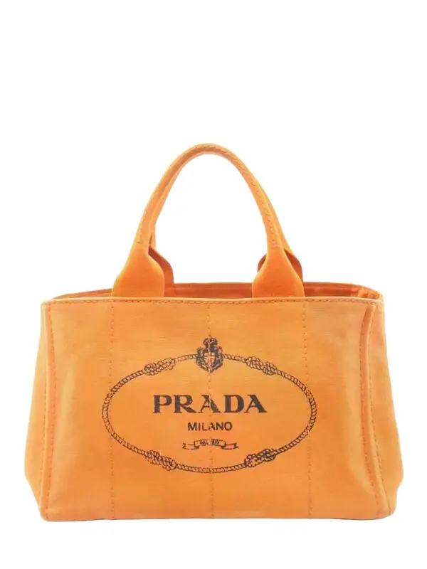 Prada 2000s Canapa Canvas Tote Bag - Orange