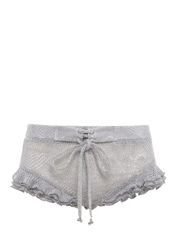 SIEDRES Peonie Ruffled Knit Shorts - Silver