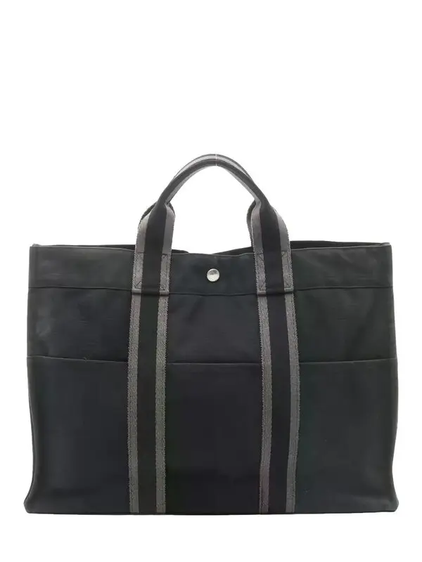 Hermès 2000s Mm Fool Toe Striped Tote Bag - Black