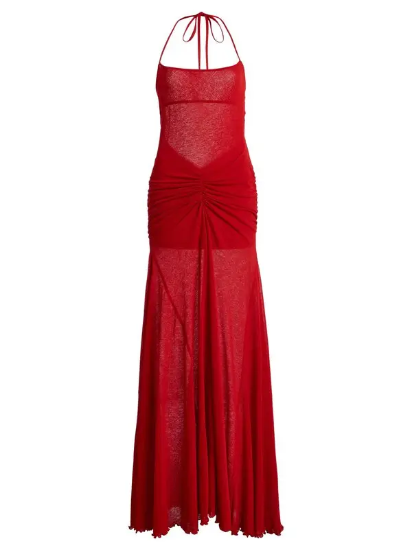 SIEDRES Nensi Halterneck Jersey Maxi Dress - Red
