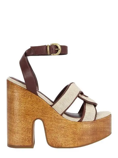 Schutz Rita Cutout Platform Wedge Sandal - Brown
