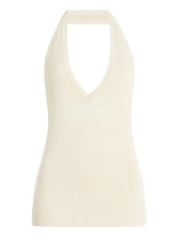 NILI LOTAN Ivey Silk Halter Top - White