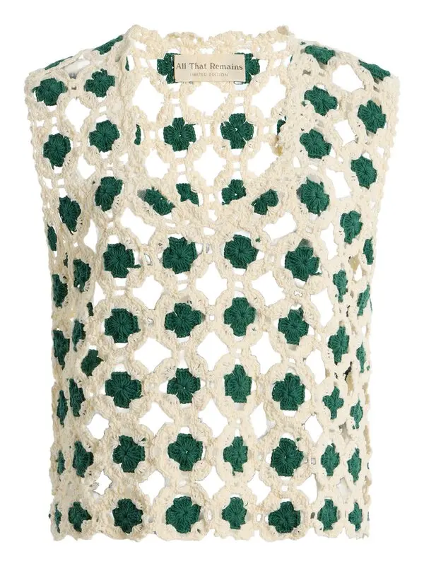 ALL THAT REMAINS Cris Cotton Crochet Top - Green