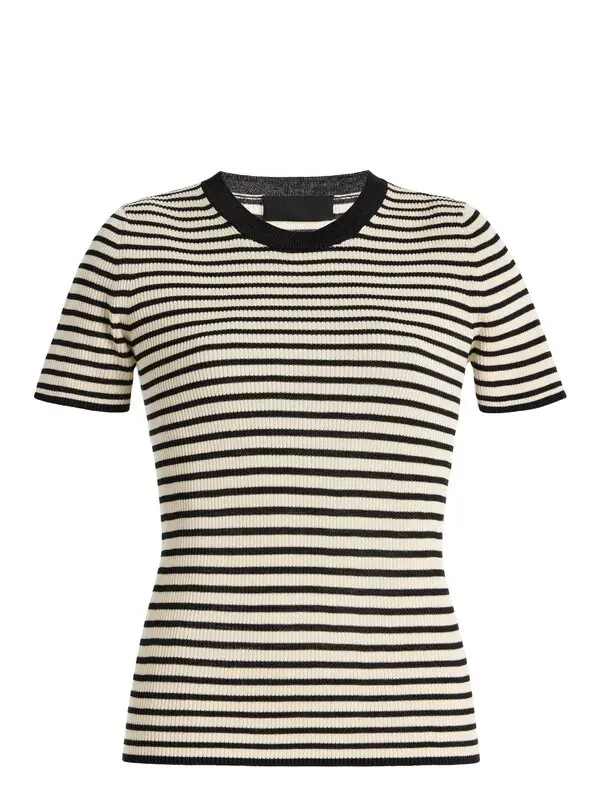 NILI LOTAN Hettie Silk Ribbed T-shirt - Stripe