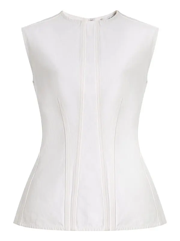AGOLDE Corbin Sleeveless Denim Top With Peplum Hem - White