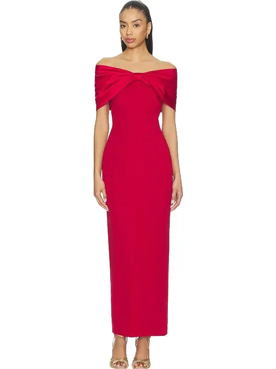 SONYA MODA Off-the-shoulder Bow Maxi Dress - Red