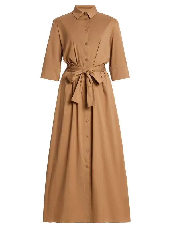 Max Mara Stretch Cotton-blend Shirt Dress - Brown