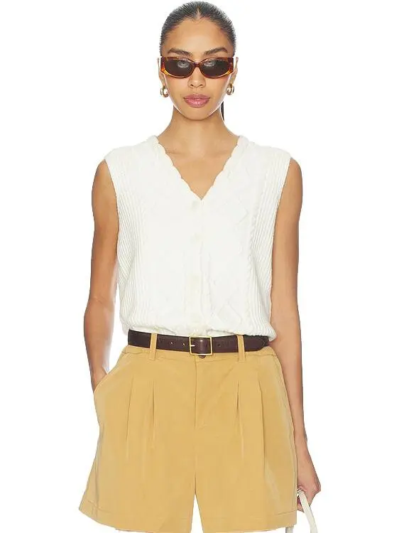 Varley Tatyana Cable Knit Vest Top - Ivory