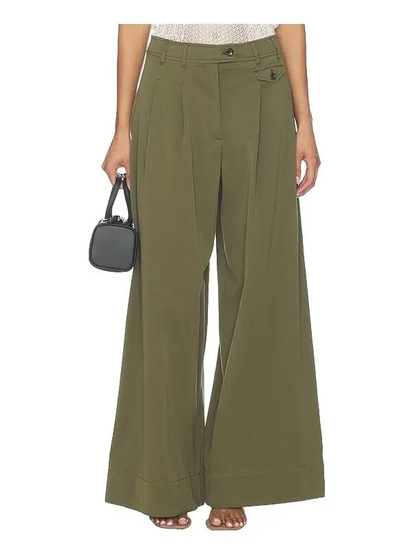 Ulla Johnson Motherwell Wide Leg Trouser Pants - Army