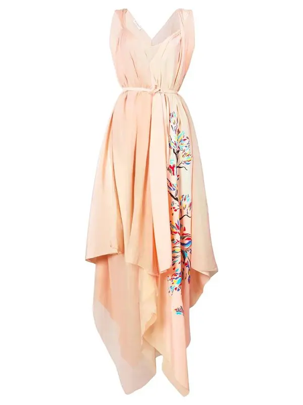 Vionnet Handkerchief Hem Long Dress - Pink