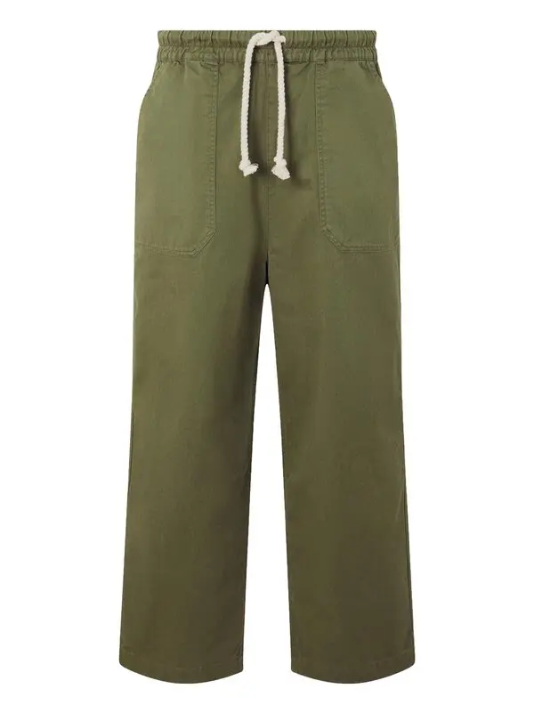 Officine Générale Wide-leg Cotton-twill Drawstring Shorts - Green