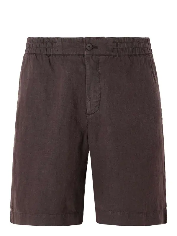 Mr P. Straight-leg Linen Shorts - Brown