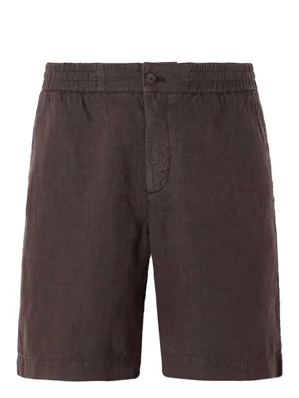 Mr P. Straight-leg Linen Shorts - Brown