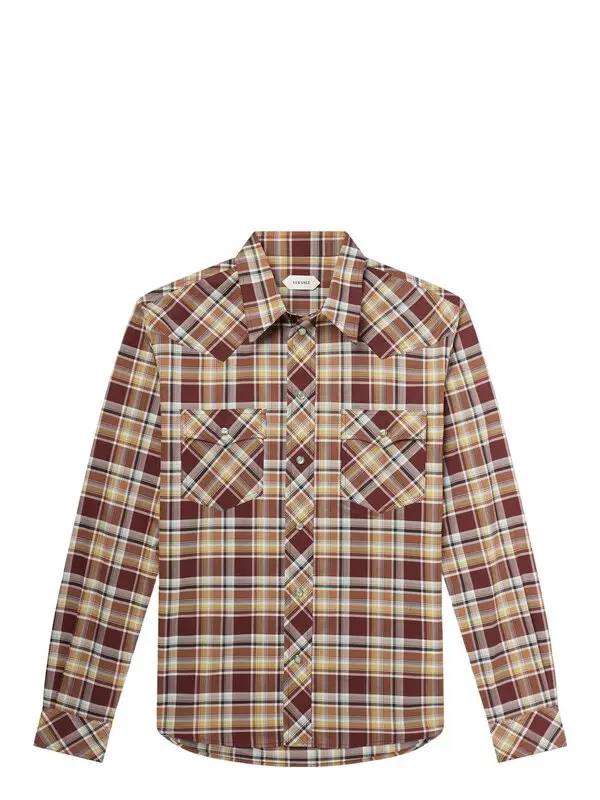 Versace Checked Cotton Shirt - Brown