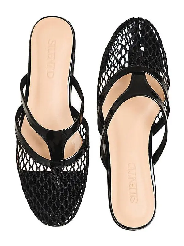 SILENT D Mesh Strappy Mules - Black