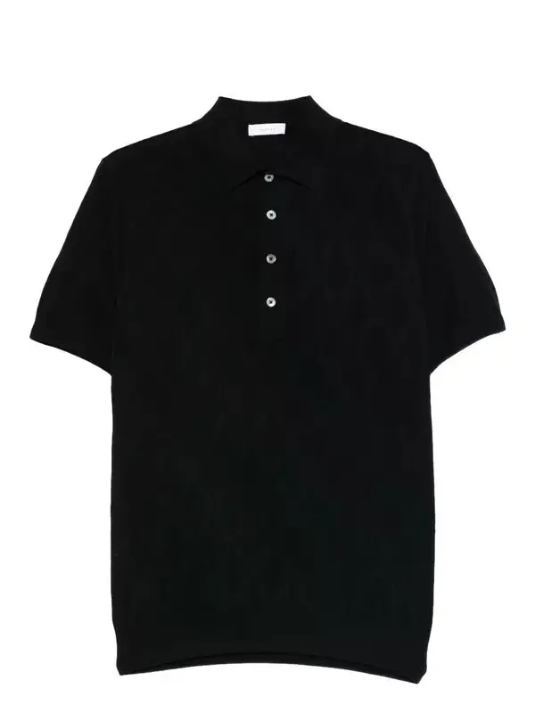 DIKTAT Diamond-knit Polo Shirt - Black