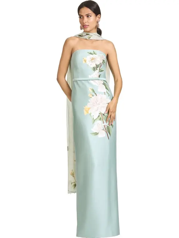 Sachin & Babi Embellished Printed Sophia Gown - Celadon Floral