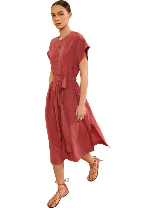 Ulla Johnson Sabi Ss Silk Midi Dress - Fig