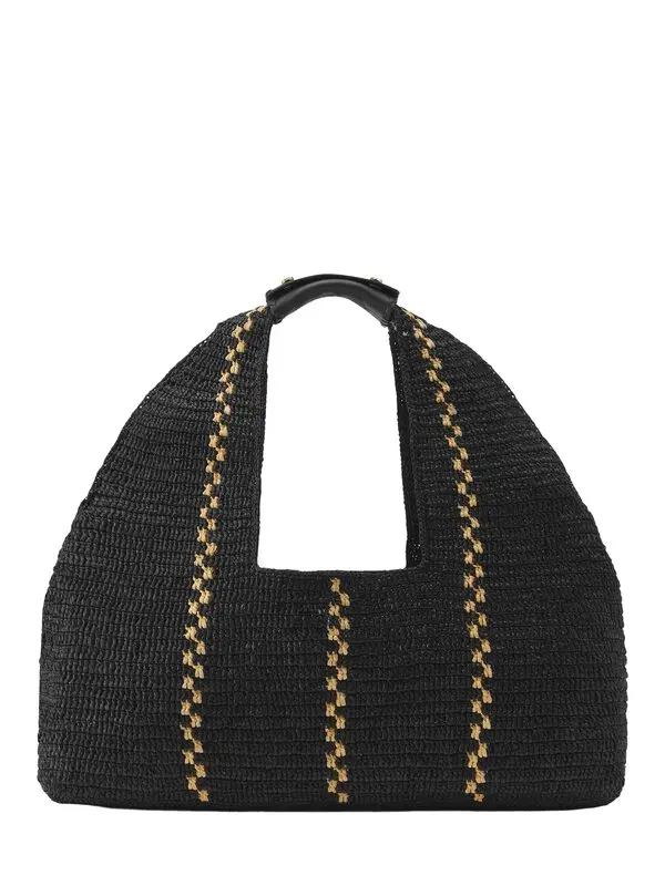 Helen Kaminski Large Euphoria Stitched Raffia Shoulder Bag - Charcoal/natural