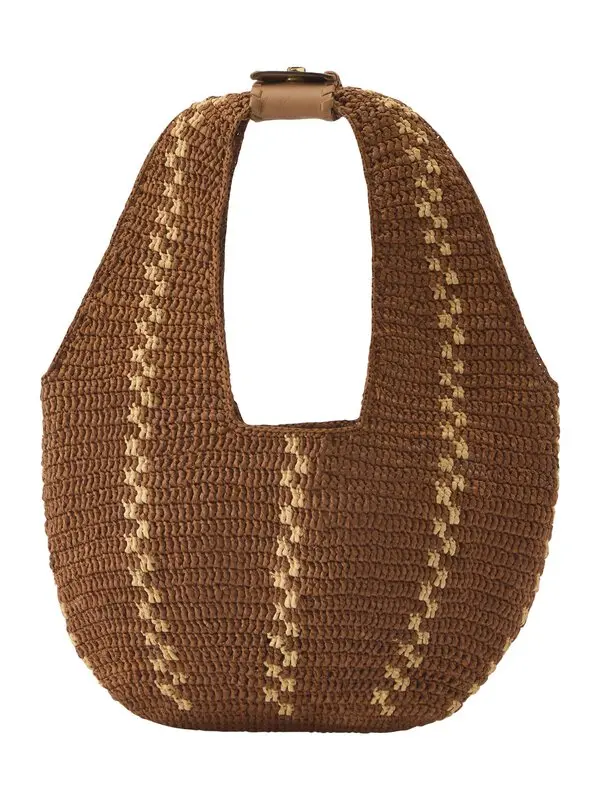 Helen Kaminski Aquarius Stitched Raffia Shoulder Bag - Nutshell/natural
