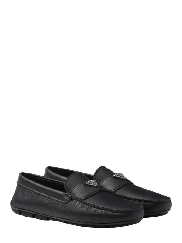 Prada Leather Driving Shoes - Black