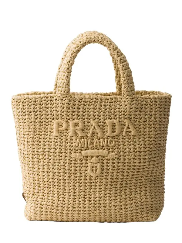 Prada Crochet Tote Bag - Tan