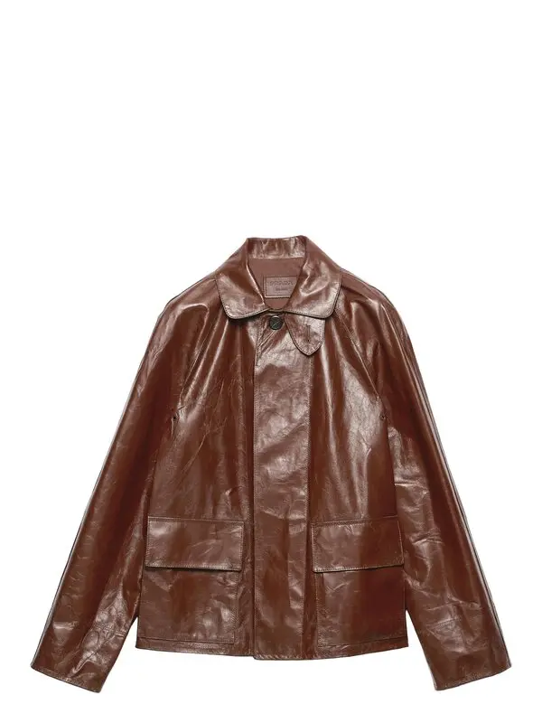 Prada Vintage-look Leather Blouson Jacket - Palisander
